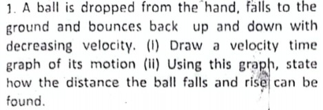 1 a ball is dropped from the hand falls to the ground and bounces back ...