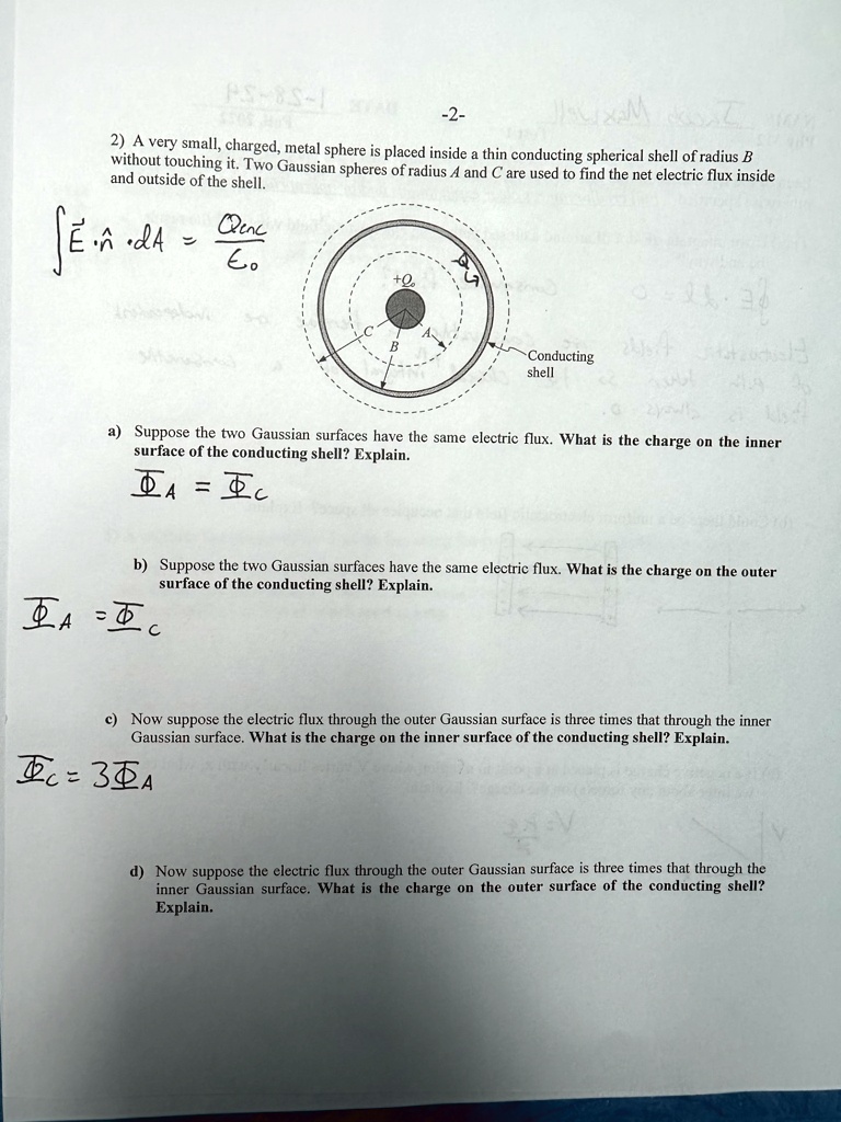 a very small charged metal sphere is placed inside a thin conducting spherical shell of radius b ...
