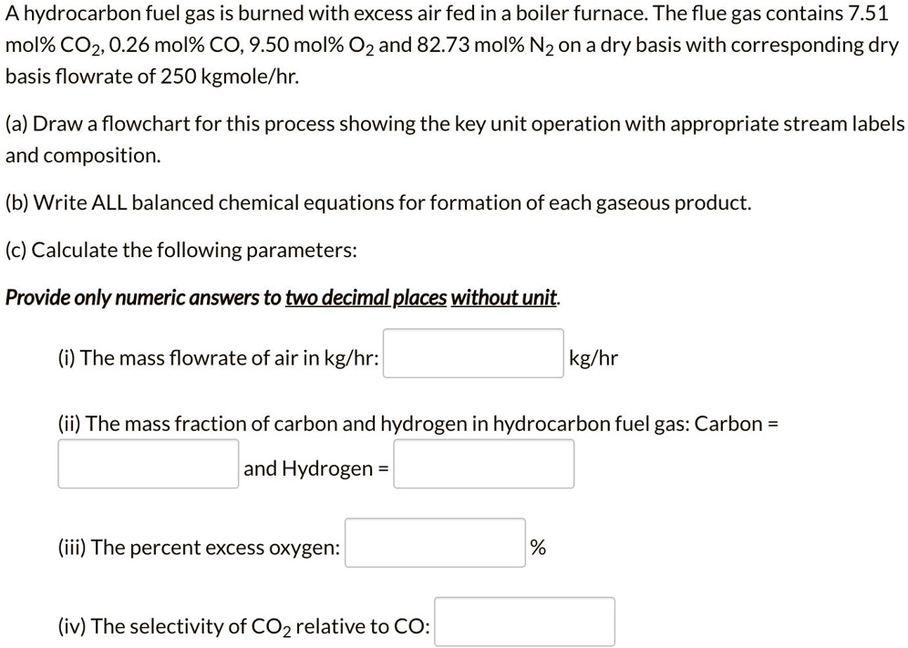 SOLVED: A hydrocarbon fuel gas is burned with excess air fed into a ...