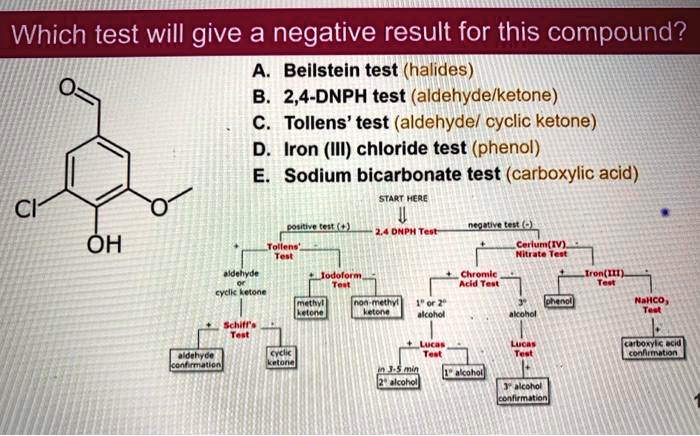 SOLVED: Which test will give a negative result for this compound ...