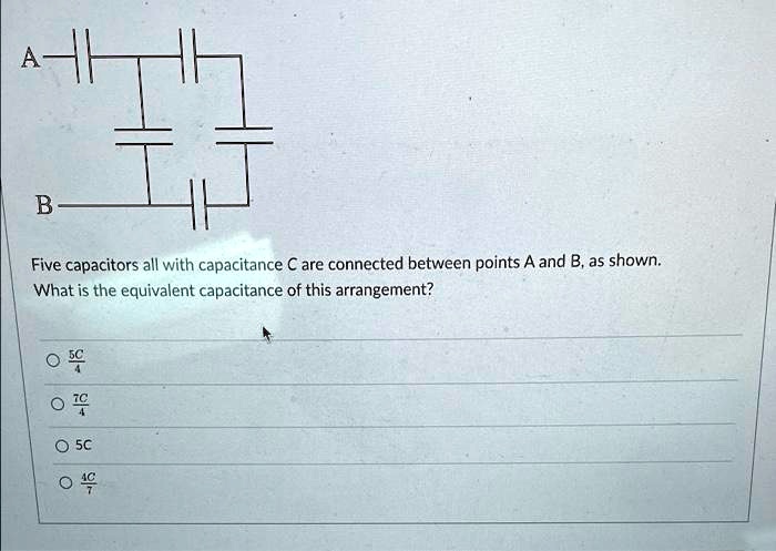 Solved Five Capacitors All With Capacitance C Are Connected Between