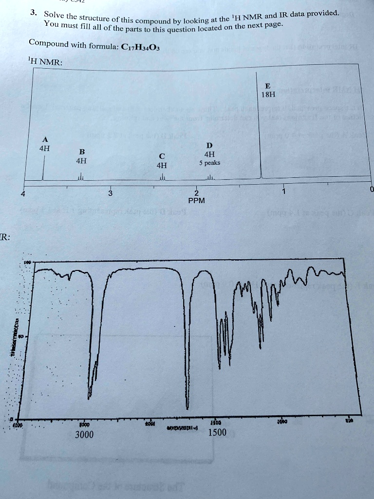 SOLVED: Solve the structure TH NMR and IR data provided You of this compound by looking at the ...