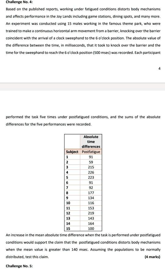 SOLVED: Challenge No: 4: Based on the published reports, working under ...