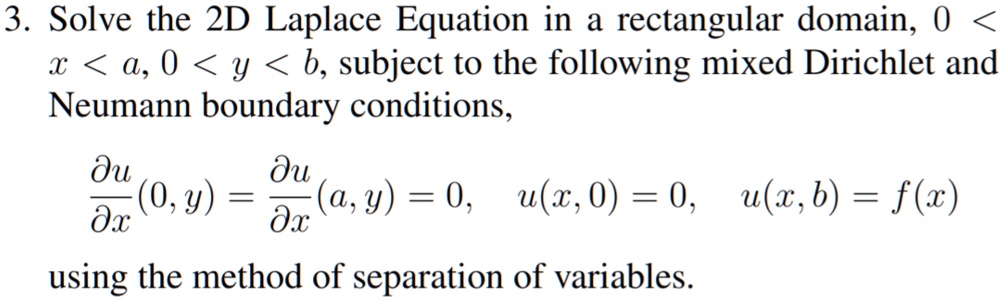 SOLVED: Solve the 2D Laplace Equation in a rectangular domain, 0