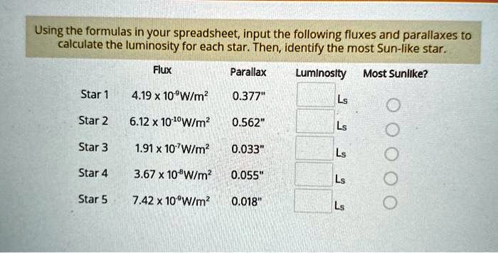 SOLVED: I need help with star 2 and 5. I keep getting it wrong. Please help. Using the formulas ...