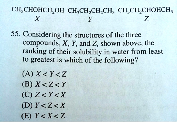 SOLVED: CH3CHOHCH2OH CH3CH2CH2CH3 CH3CH2CHOHCH3