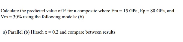 SOLVED: Calculate the predicted value of E for a composite where Em ...