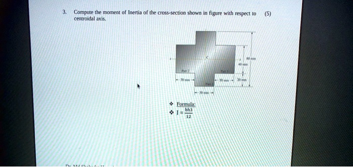 SOLVED: Compute the moment of inertia of the cross-section shown in the figure with respect to ...