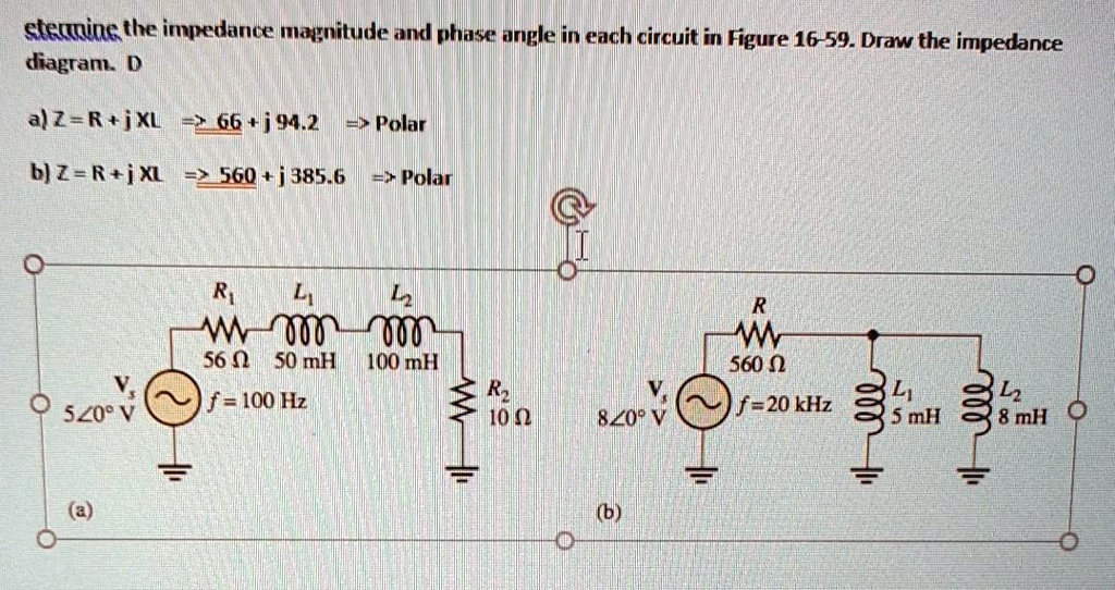 steming the impedance magnitude and phase angle in each circuit in ...