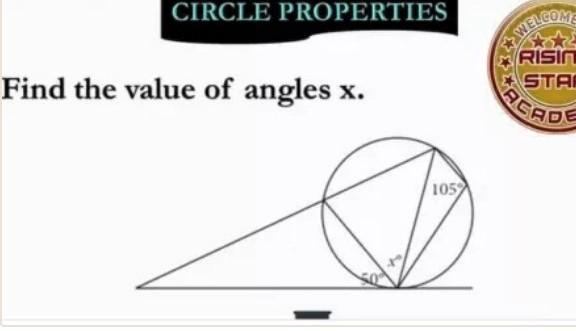 SOLVED: Find the value of x in an inscribed triangle. CIRCLE PROPERTIES ...