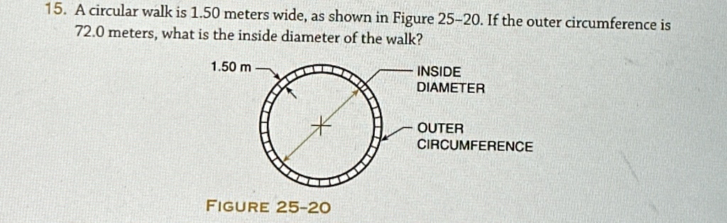 15 a circular walk is 150 meters wide as shown in figure 25 20 if the ...
