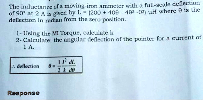 The inductance of a moving-iron ammeter with a full-scale deflection of ...
