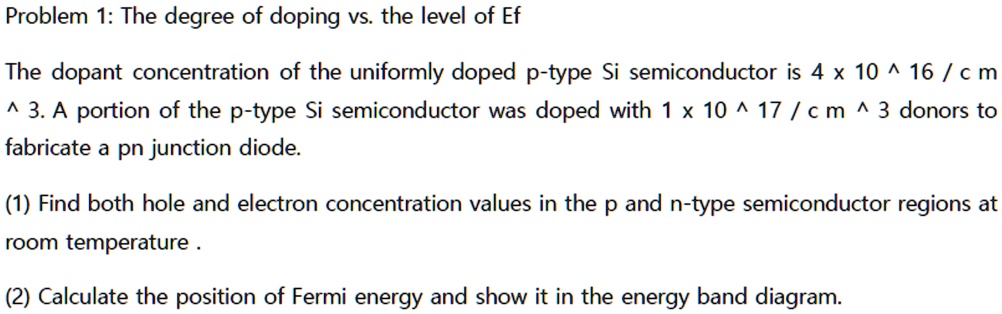 Problem 1: The degree of doping vs. the level of Ef The dopant ...