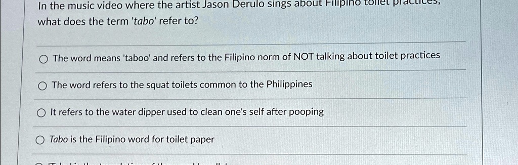 In the music video where the artist Jason Derulo sings about Filipino ...