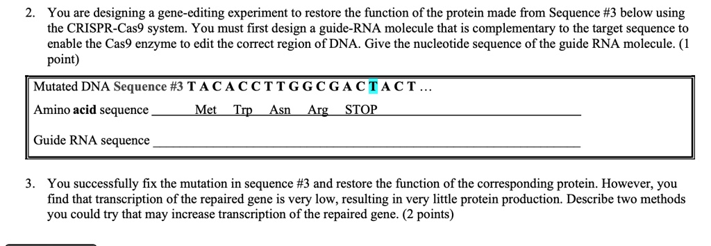 you are designing a gene editing experiment to restore the function of ...