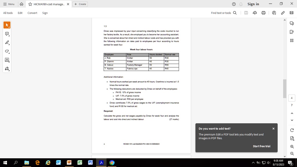Menu HICMA1181-cost manage. X + Create All tools Edit Convert Sign 1.3 ...