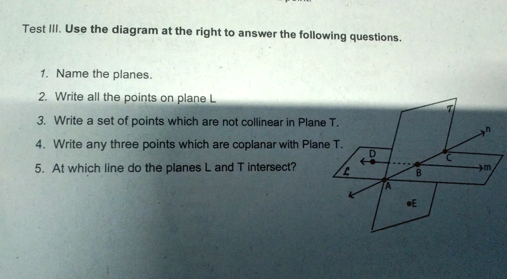 SOLVED: Test III. Use the diagram at the right to answer the following ...