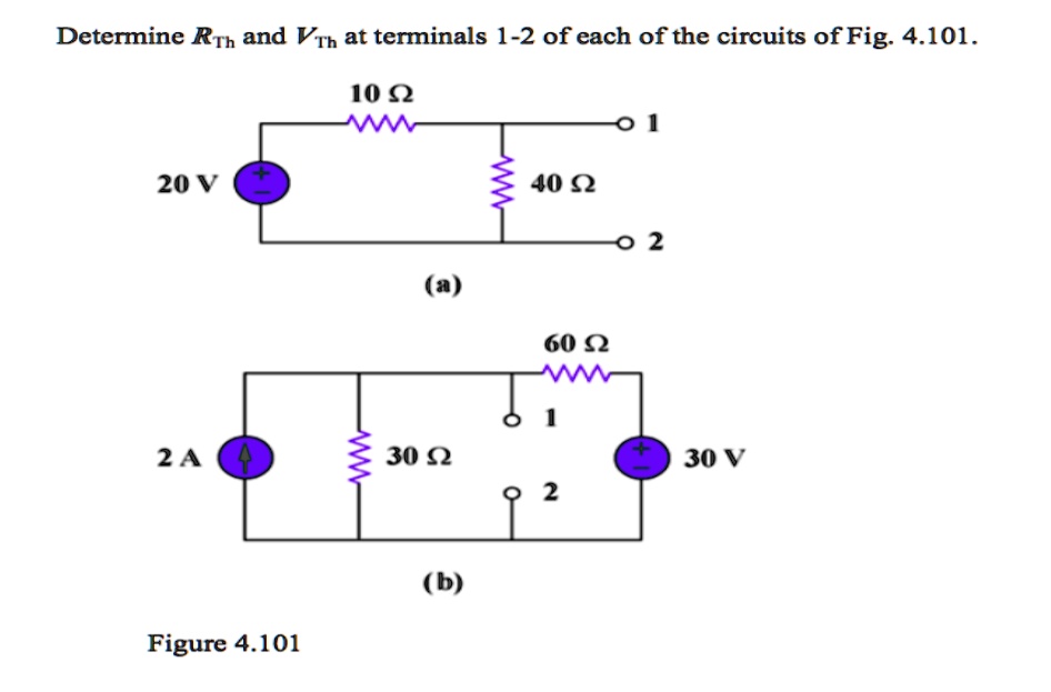 Determine RTh and VTh at terminals 1-2 of each of the circuits of Fig ...