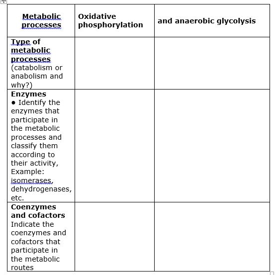 SOLVED: Metabolic processes Oxidative phosphorylation and anaerobic ...