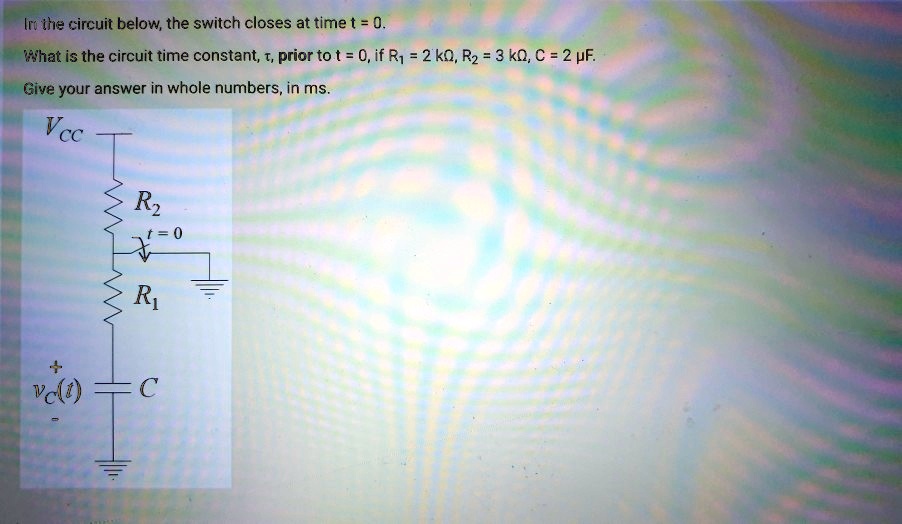 SOLVED: In the circuit below, the switch closes at time t=0. What is the circuit time constant ...