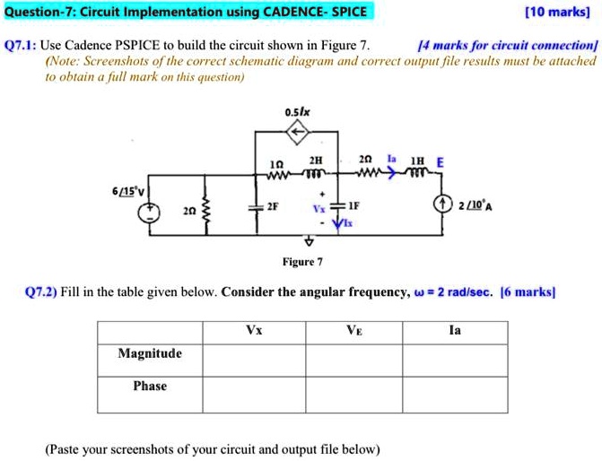 SOLVED: Question-7: Circuit Implementation using CADENCE-SPICE [10 ... SOLVED: Question-7: Circuit Implementation using CADENCE-SPICE [10 ...
