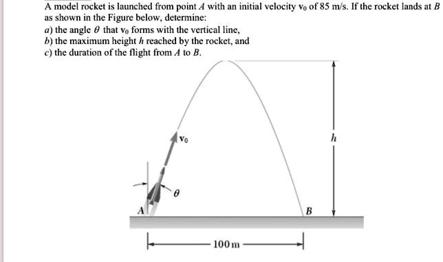 SOLVED: A model rocket is launched from point A with an initial ...
