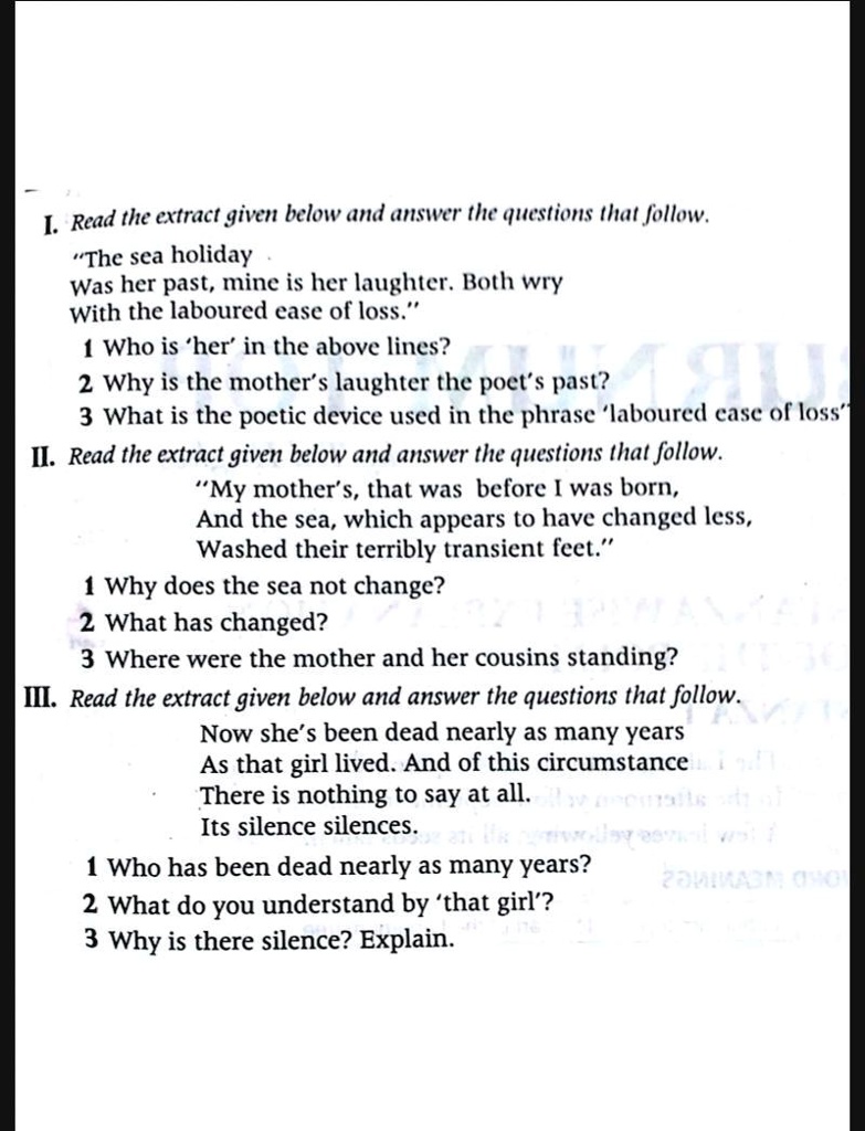 answers the questions by reading extract from poem a photograph read ...