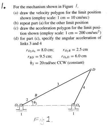 [GET ANSWER] 1. For the mechanism shown in Figure 1, (a) draw the ...