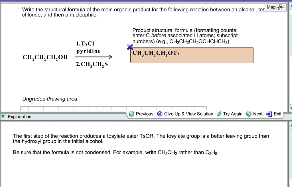 SOLVED: ' Write the structural formula of the main organic product for ...