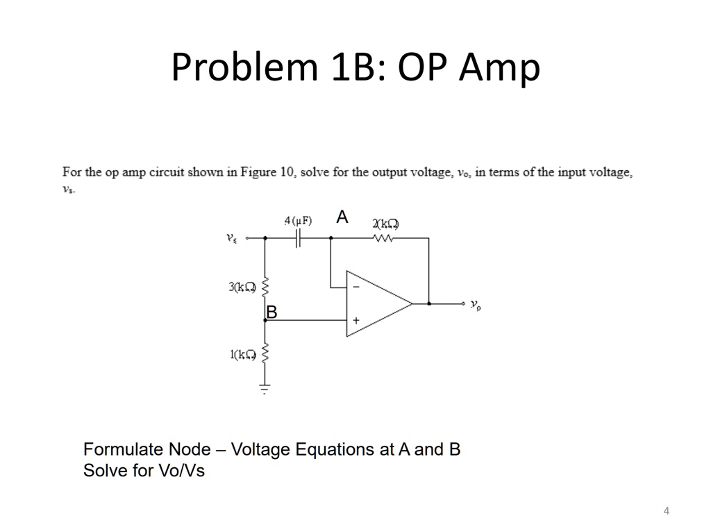 probiem 1b op amp for the op amp circuit shown in figure 10 solve for the output voltage vo in ...