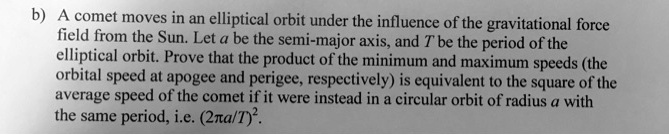 A comet moves in an elliptical orbit under the influence of the ...