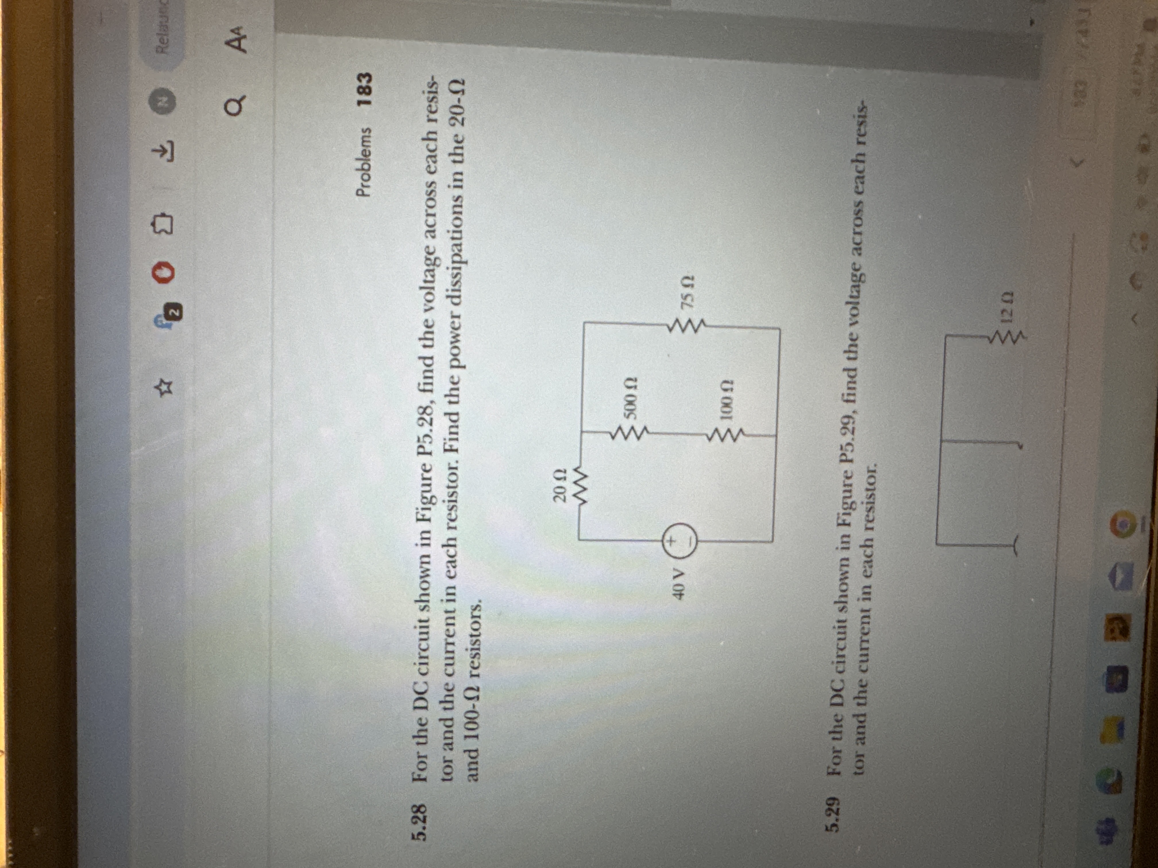 2 Problems 183 5.28 For the DC circuit shown in Figure P5.28, find the ...