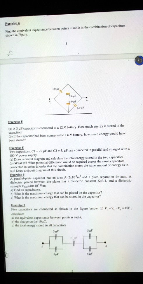 SOLVED: Exercise 4: Find the equivalent capacitance between points a ...
