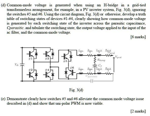(d) Common-mode voltage is generated when using an H-bridge in a grid ...
