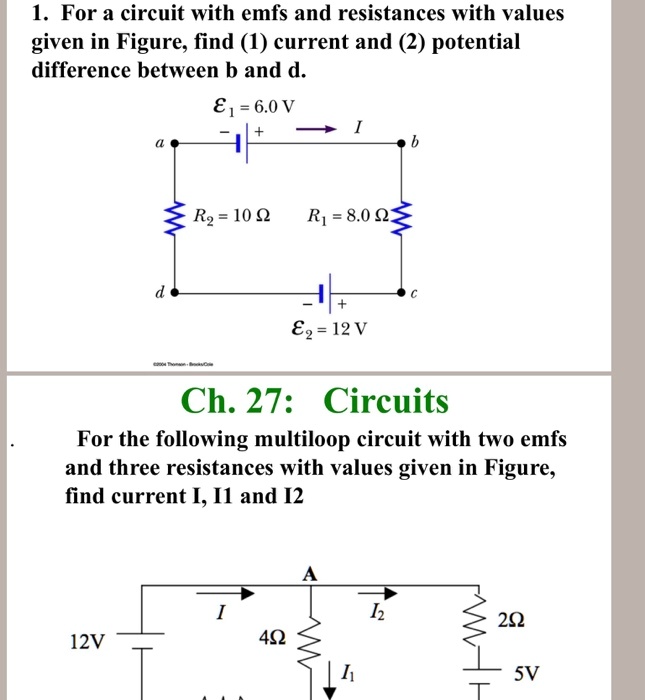 SOLVED:For a circuit with emfs and resistances with values given in Figure; find (1) current and ...