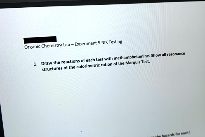 Organic Chemistry Lab - Experiment 5 NIK Testing 1. Draw the reactions ...