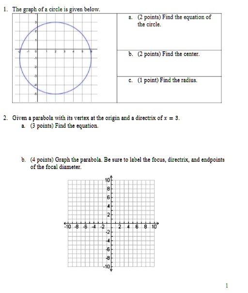 SOLVED: The graph of a circle given below: (2 points) Find the equation ...