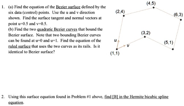 1. (a) Find the equation of the Bezier surface defined by the six data ...