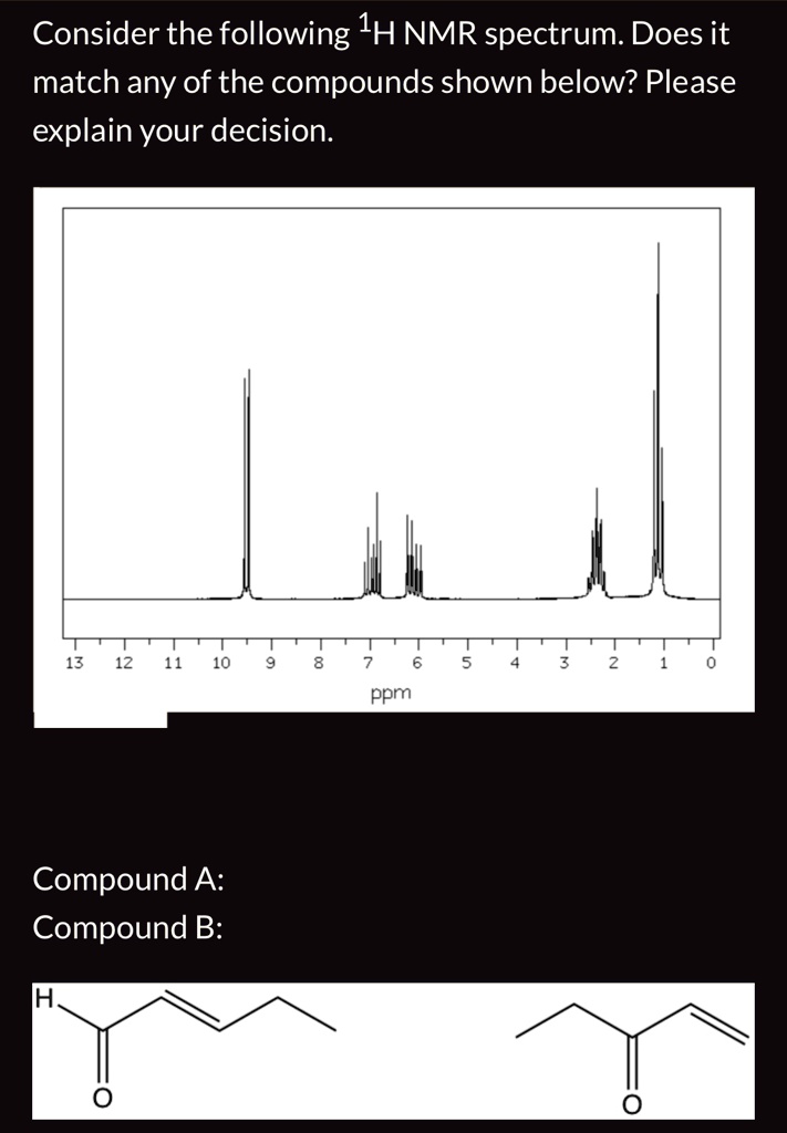 consider the following 1h nmr spectrum does it match any of the compounds shown below please ...