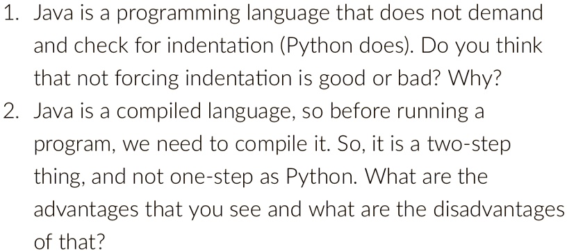 1. Java is a programming language that does not demand and check for ...