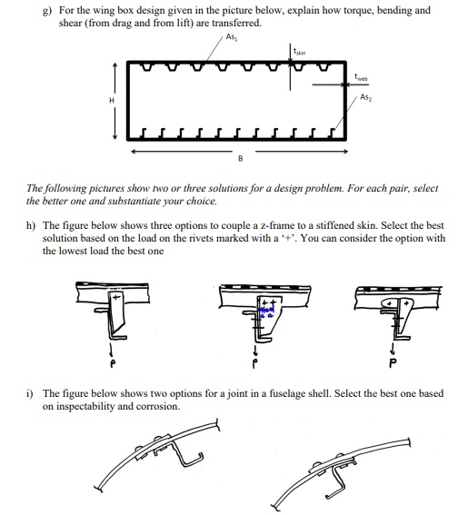 g) For the wing box design given in the picture below, explain how ...