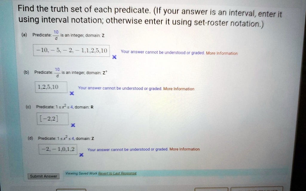 find the truth set of each predicate if your answer is an interval ...
