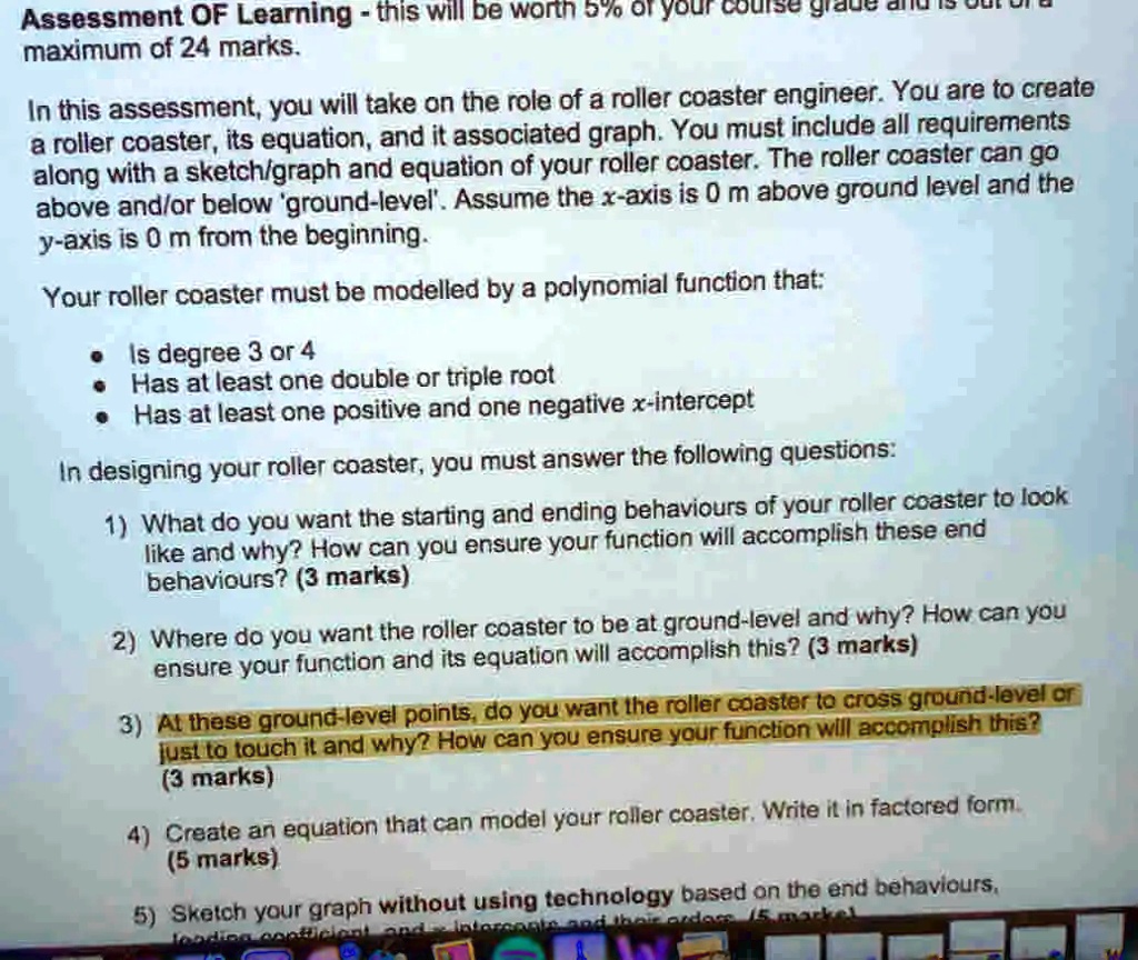 assessment of learning this will be wonn 370 0i youi cuuije grale 0d 0 ...