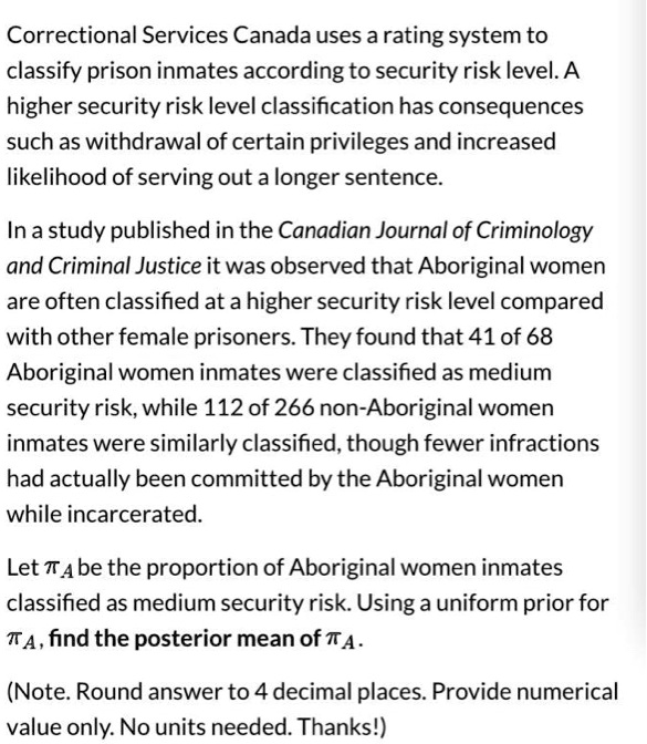 correctional services canada uses a rating system to classify prison ...