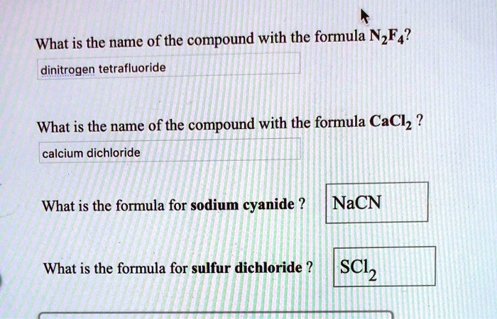 SOLVED: What is the name of the compound with the formula NF4? nitrogen ...