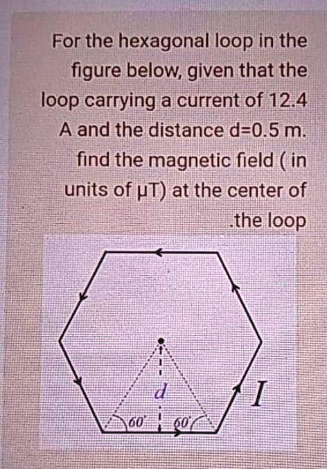 for the hexagonal loop in the figure below given that the loop carrying a current of 124 a and ...