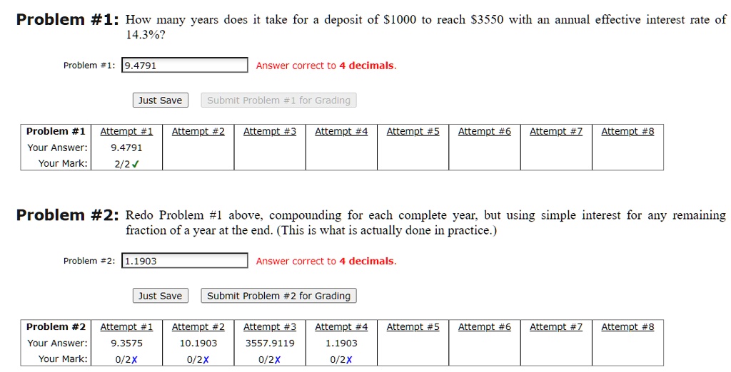 SOLVED: Problem # 1: How many years does it take for a deposit of 1000 ...