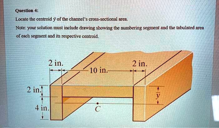 Question 4: Locate the centroid y of the channel's cross-sectional area ...