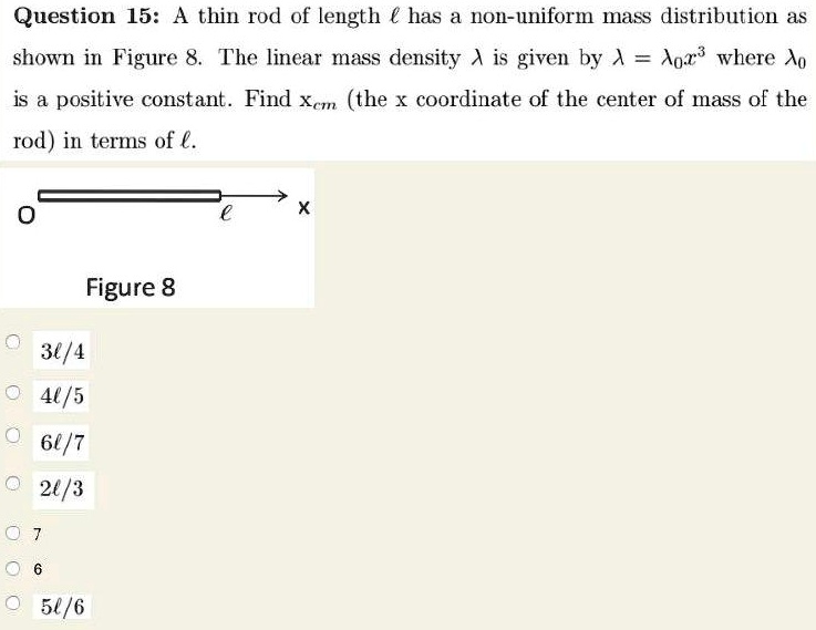 SOLVED: Question 15: A thin rod of length has a non-uniform mass ...