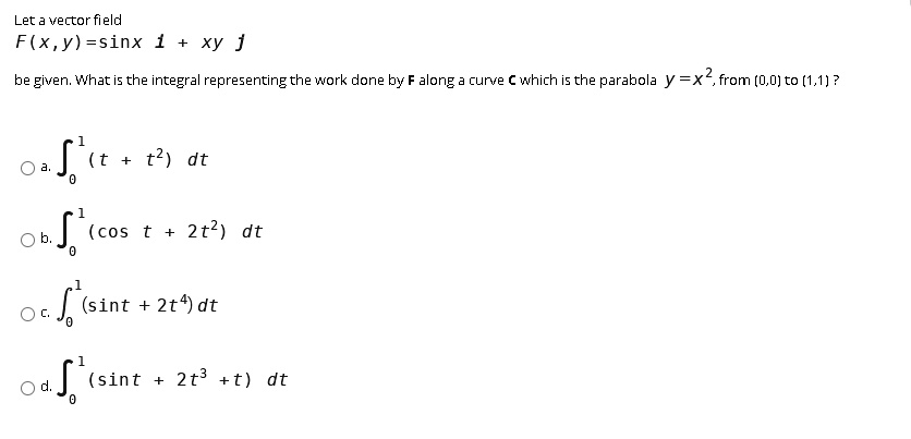 Let vector field F(x,y) =sinx 1 + xy ]be given what i… - SolvedLib